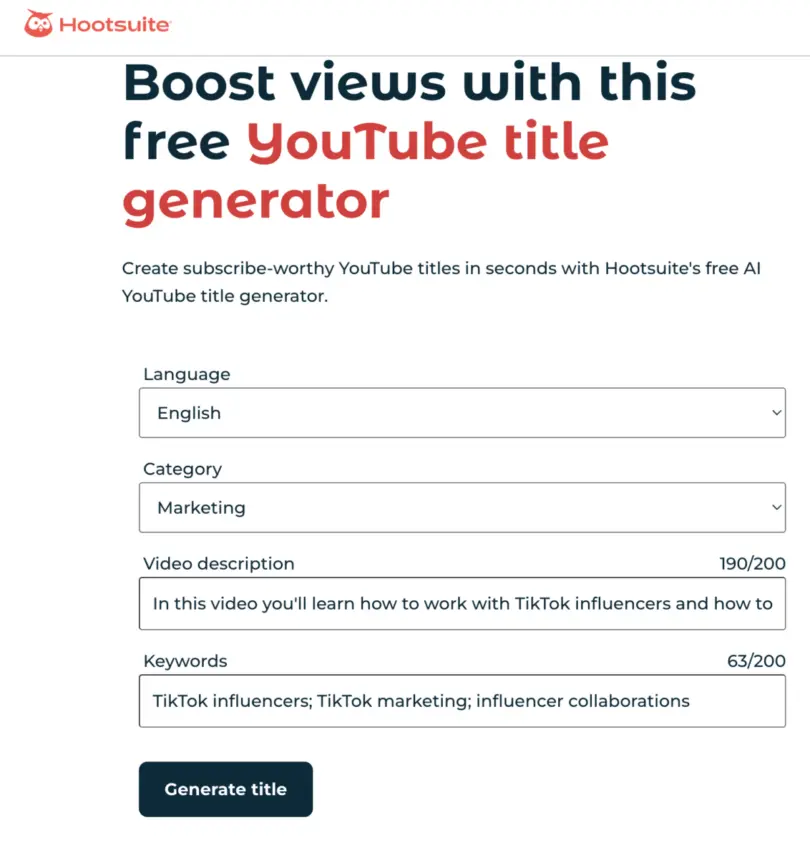 YouTube Title Generator [FREE] : Powered by AI